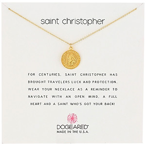 Dogeared Saint Christopher Travelers Reminder Necklace Gold Dipped One Size