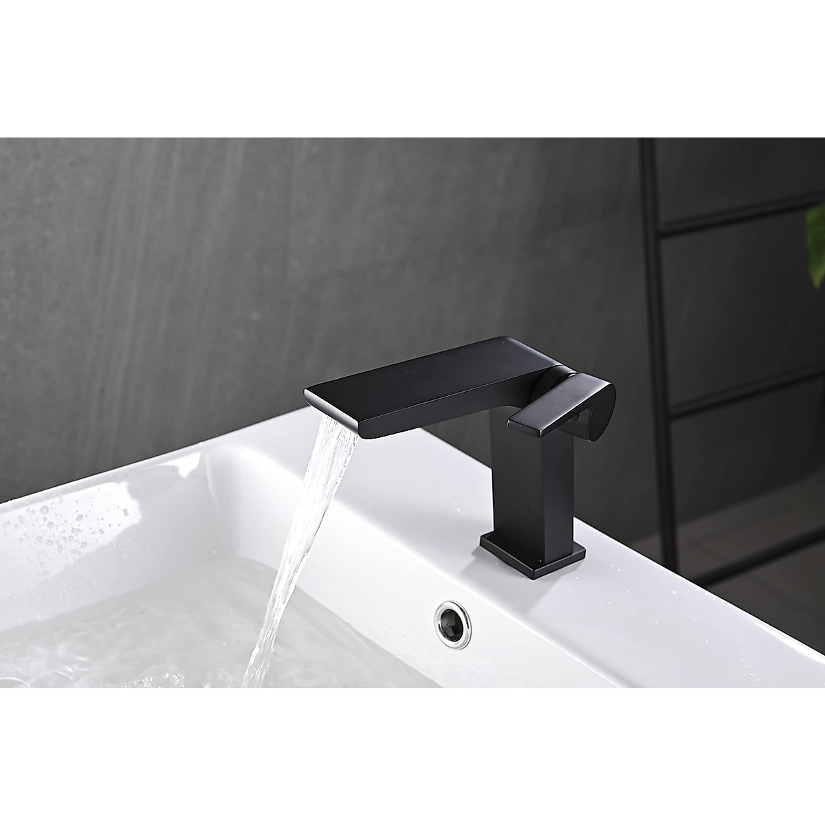Bathroom Sink Faucet fit Single Handle Single Hole for Bathroom,Lavatory,Vanity Brass Matte Black Include 2 US Standard 3/8" Hoses