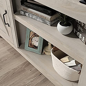 Sauder Misc Entertainment Farmhouse Credenza, for TVs up to 70", Chalked Chestnut Finish