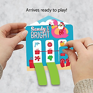Big Dot of Happiness Tropical Christmas - Beach Santa Holiday Party Game Pickle Cards - Pull Tabs 3-in-a-Row - Set of 12