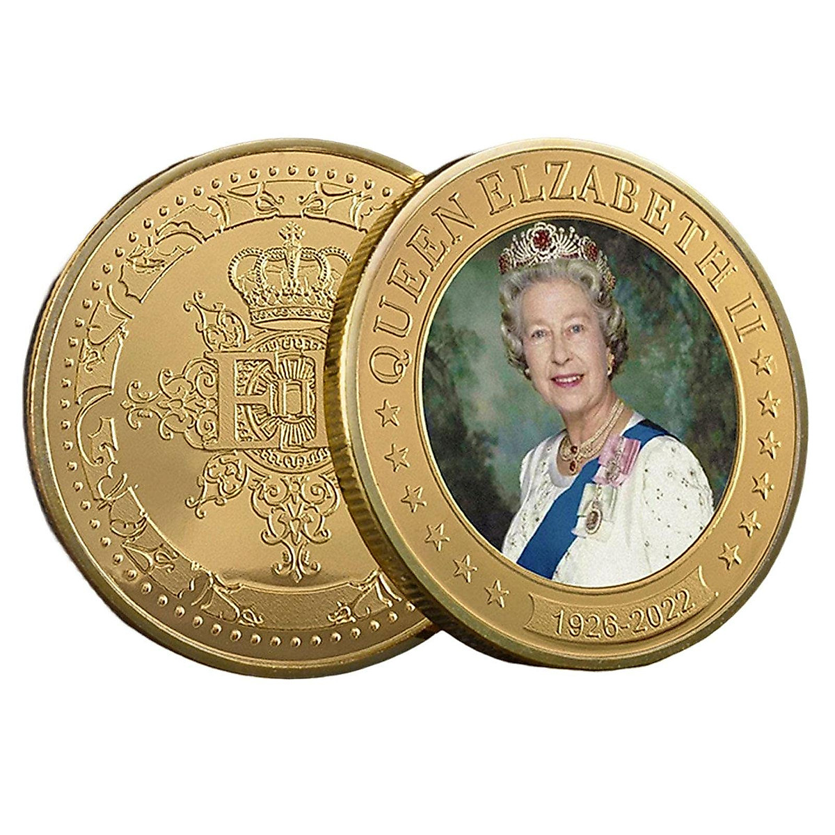 Hondony Queen Elizabeth II Commemorative Coin 1926-2022 Queen of England Collection Souvenir Colorful Coin 2022 Coin in Memory of Her Majesty of The United Kingdom Souvenir Memorabilia