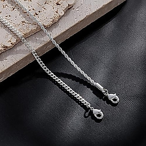 Poaiiu Silver Layered Chain Bracelets Sets for Men Women Silver Rope Figaro Cuban Link Chain Bracelets Set Men Jewelry Gifts for Dad Boyfriend Husband