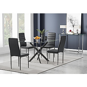 NIERN Black Dining Chairs Set of 4, Modern High Back Soft Padded Dining Room Chair Kitchen Chair for Dining Room, Kitchen (4, Black)