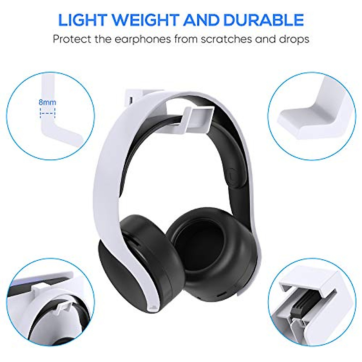 Klipdasse Headphone Stand for PS5 Console, Gaming Headset Hanger Holder Headphone Hook Stand for PS5