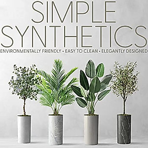 Artificial Tree in White Marble Effect Planter, Fake Eucalyptus Silk Tree for Indoor and Outdoor Home Decoration - 66" Overall Tall (Plant Pot Plus Tree)