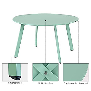 Grand patio Round Outdoor Coffee Table, Weather Resistant Steel Large Side Table for Balcony, Porch, Deck, Poolside, Mint Green