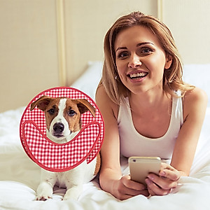 ROYALAY Adjustable Dog Cones for M S Dogs, Soft Cone Collar Recovery Collars to Prevent Pets from Touching Wounds, Unique Chest Fixation, Unbound Neck, Not Block Vision Comfortable for Dogs,S,Red