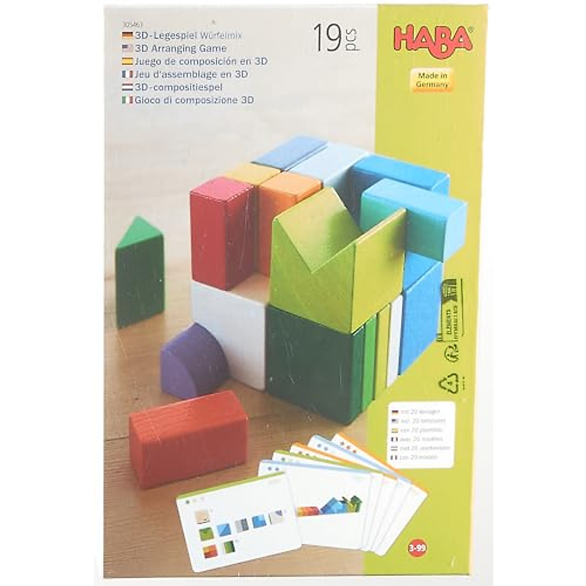 HABA Chromatix Wooden Blocks - 19 Piece Building Block Set - for Children Ages 3+
