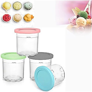 Creami Pint Containers, for Ninja Creami Containers 4 Pack,16 OZ Ice Cream Pint Cooler Airtight,Reusable for NC301 NC300 NC299AM Series Ice Cream Maker