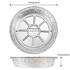 JAPCHET 20 Pack 10 Inch Round Deep Aluminum Foil Trays, 2800ML Round Foil Disposable Aluminum Foil Pan Containers for Roasting, Baking, Cooking, Reheating, Freezer & Oven Safe