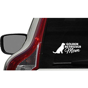 Golden Retriever Mom Version 2 Car Vinyl Sticker Decal Bumper Sticker for Auto Cars Trucks Windshield Custom Walls Windows Ipad MacBook Laptop Home and More (White)