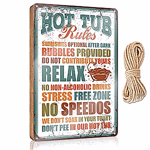 CakJuice Wood Bathroom Decor Funny Hot Tub Rules Wooden Sign Signs for Kitchen Fall Porch Decorations Outdoor (Size : 20X30CM)