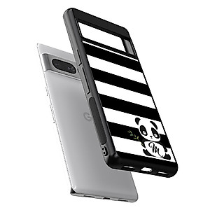 Black White Panda Personalized Black Rubber Phone Case Compatible With Google Pixel 8 Pro, 8a, 8, 7a, 7, Pixel 7 Pro, Pixel 6a, Pixel 6 Pro, 6, 5, 4a 5G, 4a 4G, 4, 4 XL, 3a, 3a XL, 3, 3 XL, 2 XL, 2