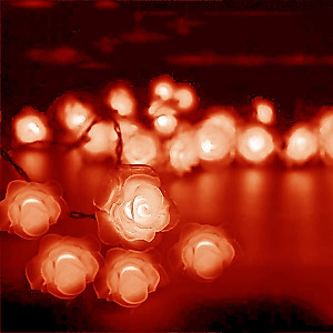 WONFAST Solar Flower String Lights, Waterproof 20FT 30LED Rose Flower 8Mode Solar Starry Ambiance Lighting Fairy String Lights for Gardens Path Home Wedding Party Christmas Decor (Red)