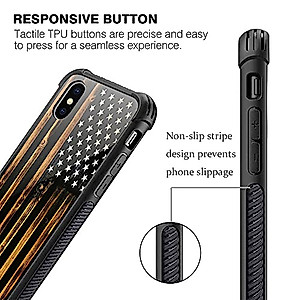 iPhone XR Case, Classic Wood Grain Old Flag iPhone XR Cases for Man Boys Girls Dual Layer Shockproof Rugged Cover Soft TPU + Hard PC Bumper Cool Cover Case for iPhone XR
