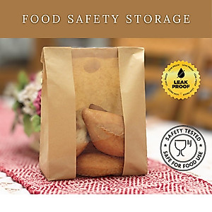 50 Large Paper Bread Bags Homemade Bread Sourdough Bread Bags Paper Biodegradable Pastry Bakery Bag with Window for Freshness and Safety - Baked Food Storage Label Seal Sticker