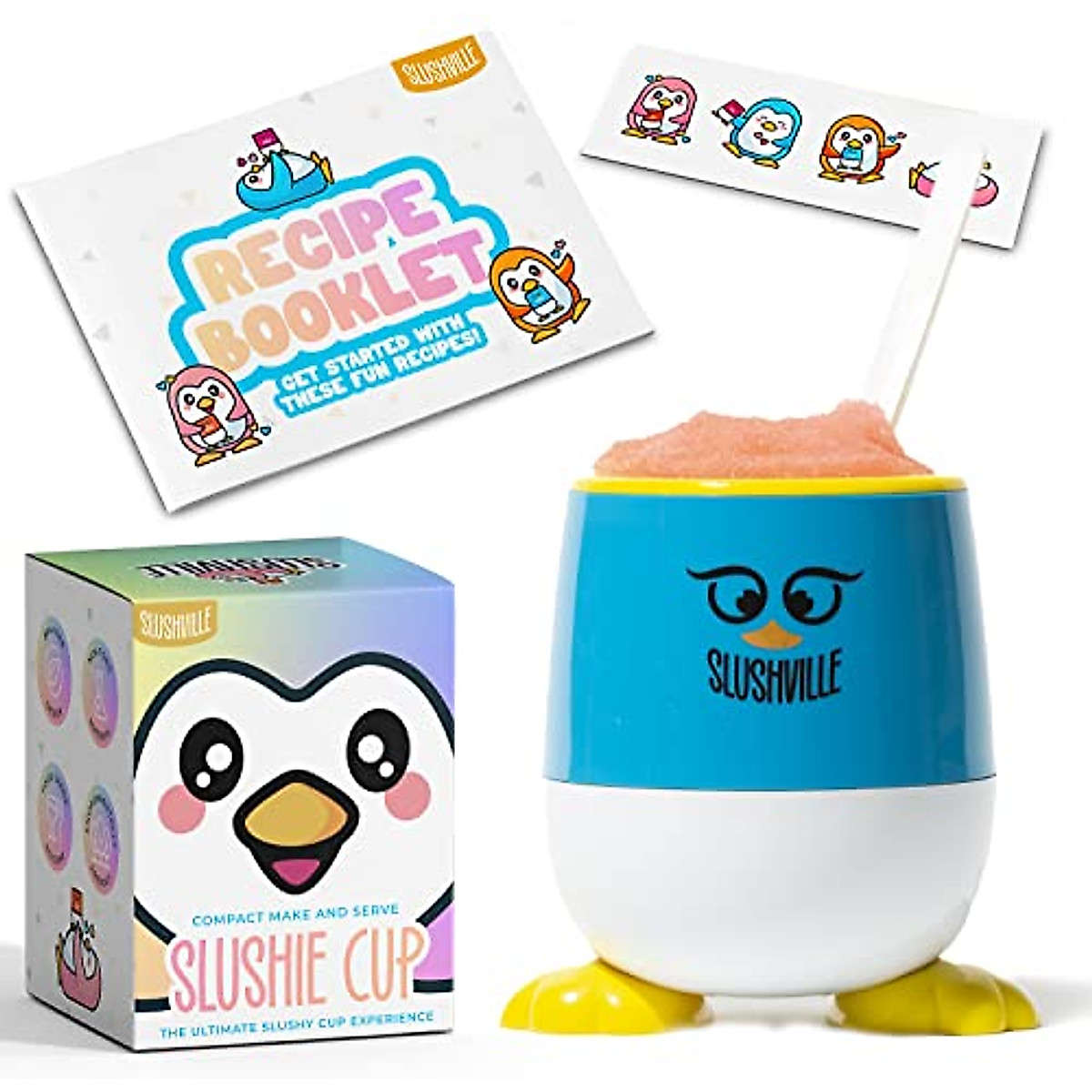 Insta Slushy Maker Cup for Kids – Penguin Compact Make & Serve Slushie Cup Allows You to Make Refreshing Slushies, Smoothies & Other Frozen Drinks in Minutes – The Ultimate Slush Cup Experience