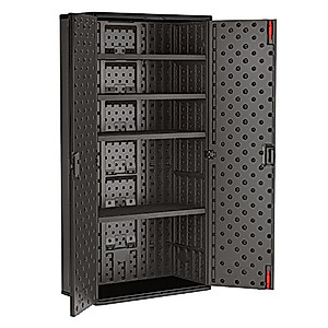 Suncast Commercial Mega Tall Cabinet Blow Molded 4 Shelf, Black