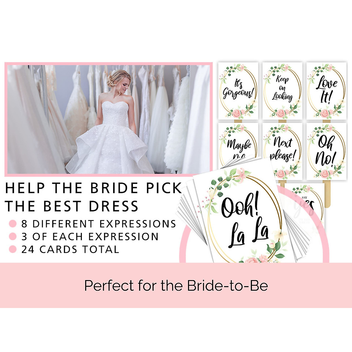 PureRejuva Wedding Dress Shopping Signs Paddles - Say yes to the Dress Props – Ideal for Bridal Dress Shopping Fun with your Bridesmaids (25 Pieces)