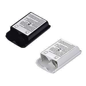 2 Pcs Battery Pack Cover for Xbox360 Wireless Controller, Replacement Battery Pack Cover Shell Case (1×Black, 1×White)