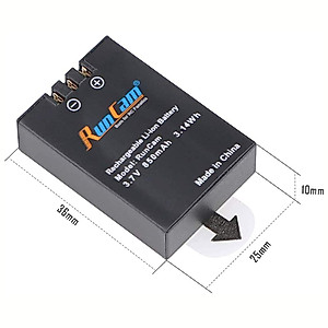 RunCam 850mAh 3.7V Removable Camera Battery 6 2 2 4K/Scope Cam Lite/Scope Cam4K, Rechargeable Li-Ion Battery (2PCS Batteries)