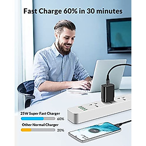 25W USB C Fast Charger for Samsung Galaxy S23/S23+/S23 Ultra/S22/S21/S21+/S21 Ultra/S20 Plus/Note 20/Note 10/A71/A51/A23/A21/A14/A10E, 2Pack Type C Fast Wall Charger Block with 6FT USB C to C Cable