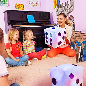 3 Pack Light up LED Jumbo Inflatable Dice Outdoor Fun Glowing Giant Inflatable Dice Set for Indoor and Outdoor Broad Game Birthday Ludo Pool Party (White, 13 x 13 Inch)