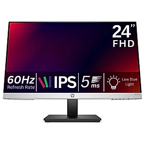 HP 24mh FHD Monitor 23.8-inch IPS Display 1080p Built-in Speakers and VESA Mounting Height/Tilt Adjustment 1D0J9AA#ABA (Renewed)