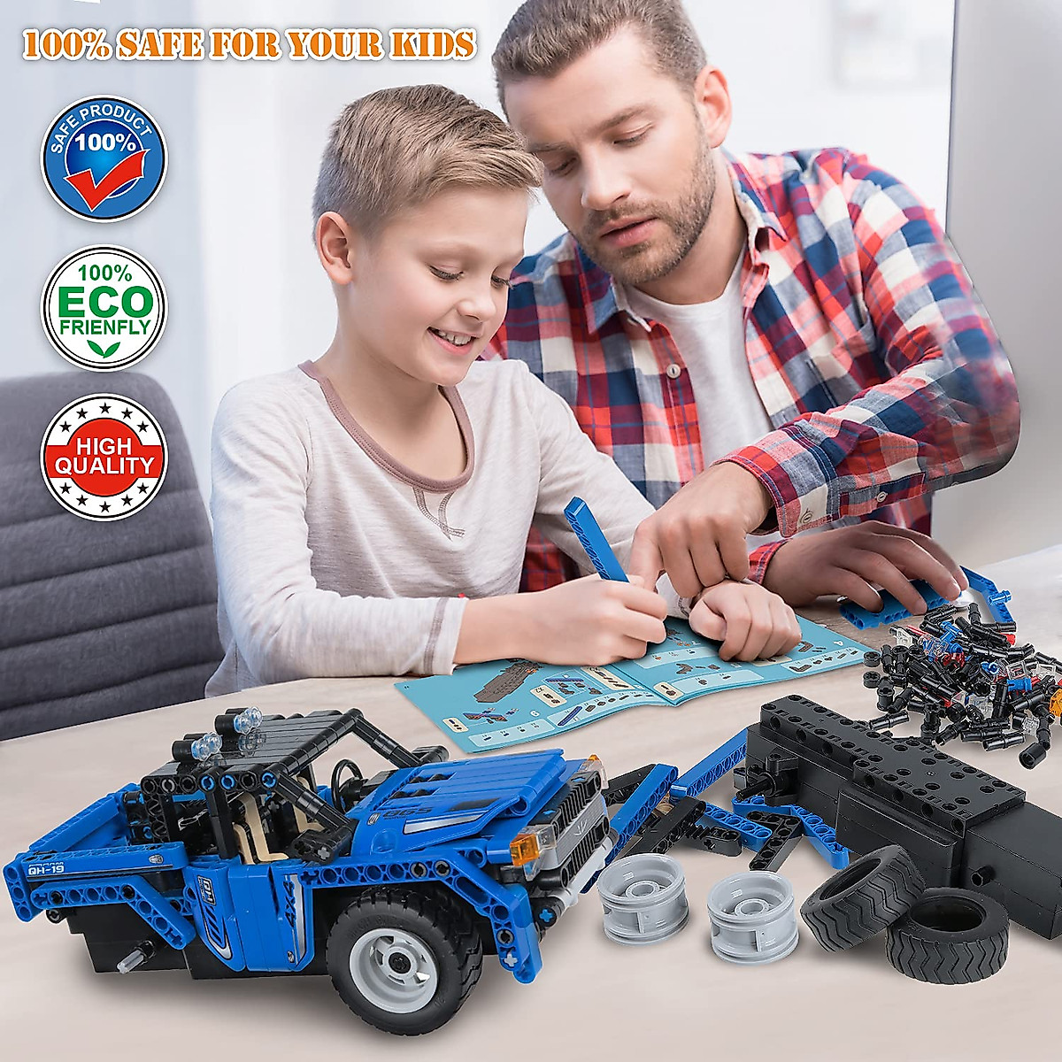 Kidpal STEM Building Toys for 6-12 Year Old Boys, 2-in-1 Technic Remote Control Car Building Kits for Kids 8-12, Erector Set Pickup Truck Build Set Model for 6 7 8 9 11 12+ Years Old Boys Girls