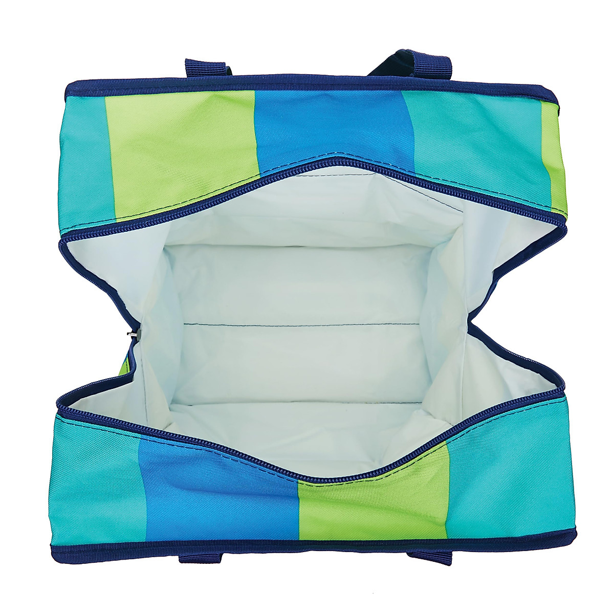 PackIt Freezable Grocery Shopping Bag with Zip Closure, Fresh Stripe