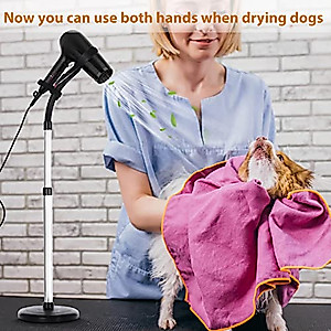 Hair Dryer Stand, Adjustable Blow Dryer Stand 360 Degree Rotating Hair Dryer Holder Hands-Free Hair Dryer Holder Countertop for Bathroom