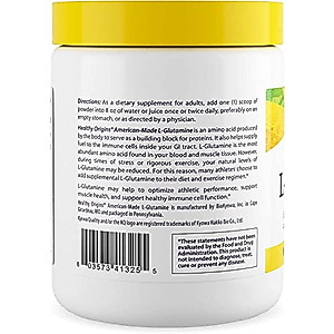 Healthy Origins L-Glutamine Powder, 300 g - Amino Acid & Muscle Strength Support - American-Made L-Glutamine Powder - Immune Support Supplement - Vegan, Non-GMO & Gluten-Free Supplement - 10.6 Oz