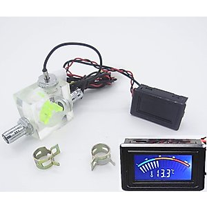 DC5V LED Thermometer 3 Way Flow Meter FlowMeter for Water Cooling Liquid Cooler System & 2 Barbs