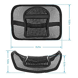ACVCY Lumbar Mesh Support for Office Chair or Car Seat, Breathable Comfortable Back Support for Office Chair Lumbar Support Cushion for Car Seats Office Chair Car Lumbar Cushion 12” x 16”