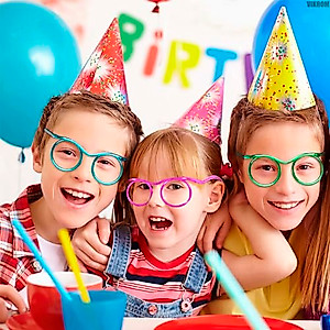 Drinking Straws Glasses Plastic - 5Pcs Fun Glasses Straw Covers Cap Reusable Straws for Kids Glasses Straws Drinking Adult Party Fun Straws for Eye Glasses Straw Tube Toy and Birthday Party Set