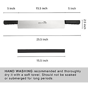 DELFINA 15 Inch Double Handle Cheese Knife with Blade Protector, Stomatal Blade with 5" Plastic Comfortable Handles, Cheese Knife for Cheese,Cakes,Vegetables,Butter,Soaps