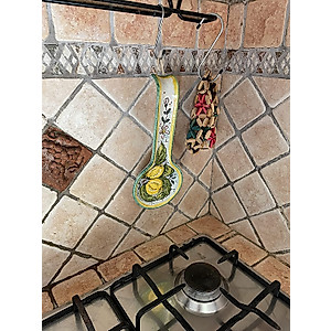 CERAMICHE D'ARTE PARRINI - Italian Ceramic Art Spoon Rest Pottery Holder Hand Painted Decorated Lemons Made in ITALY Tuscan
