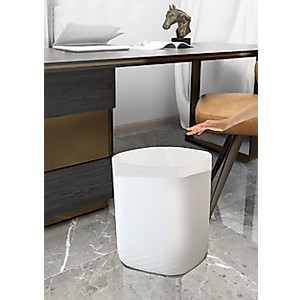 Feisco 2.4 Gallon Trash Can Wastebasket with 60 Counts of Trash Bag,Small Trash Can Garbage Container Bin for Bathroom Bedroom Kitchen Office (White)