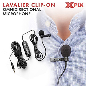 Zoom H1n 2-Input / 2-Track Portable Handy Recorder with Onboard X/Y Microphone (Blue) + Xpix Professional Lavalier Microphone, Stereo Headphones, 32GB SD Card, AAA Batteries & Charger & Accessories