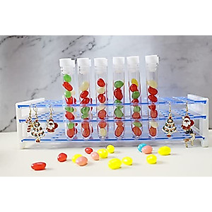 Muhome 16x100mm 10ml Clear Plastic Test Tubes with Caps for Scientific Experiments, Halloween, Christamas, Scientific Themed Kids Birthday Party Supplies, Decorate The House, Candy Storage(50 Pack)