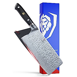 Dalstrong Shogun Series X Damascus Japanese AUS-10V Super Steel Cleaver Kitchen Knife, 7 Inches, Sheath Included