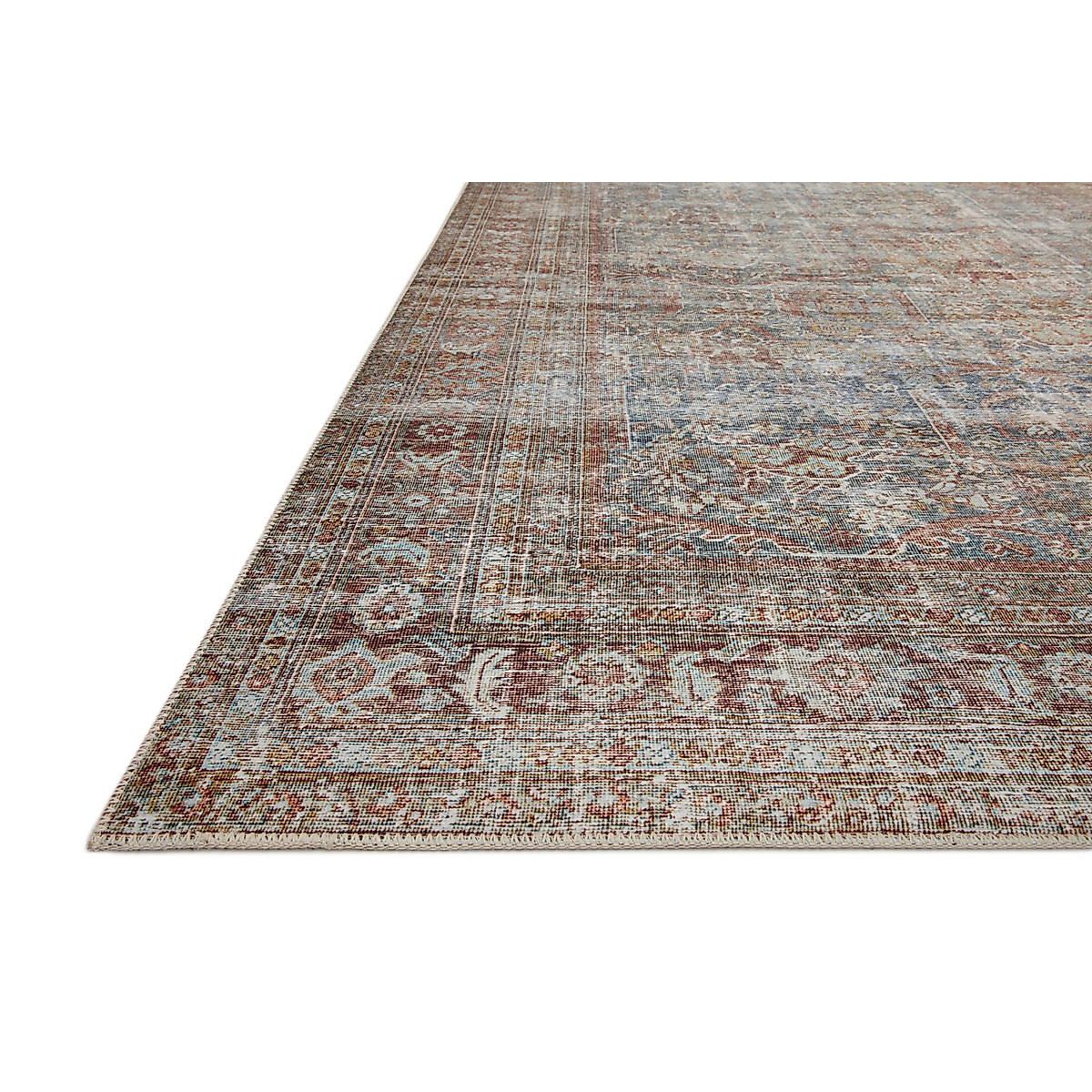 LOLOI Chris Loves Julia Jules Collection JUL-05 Lagoon/Brick 2'-6'' x 9'-6'' Runner Rug