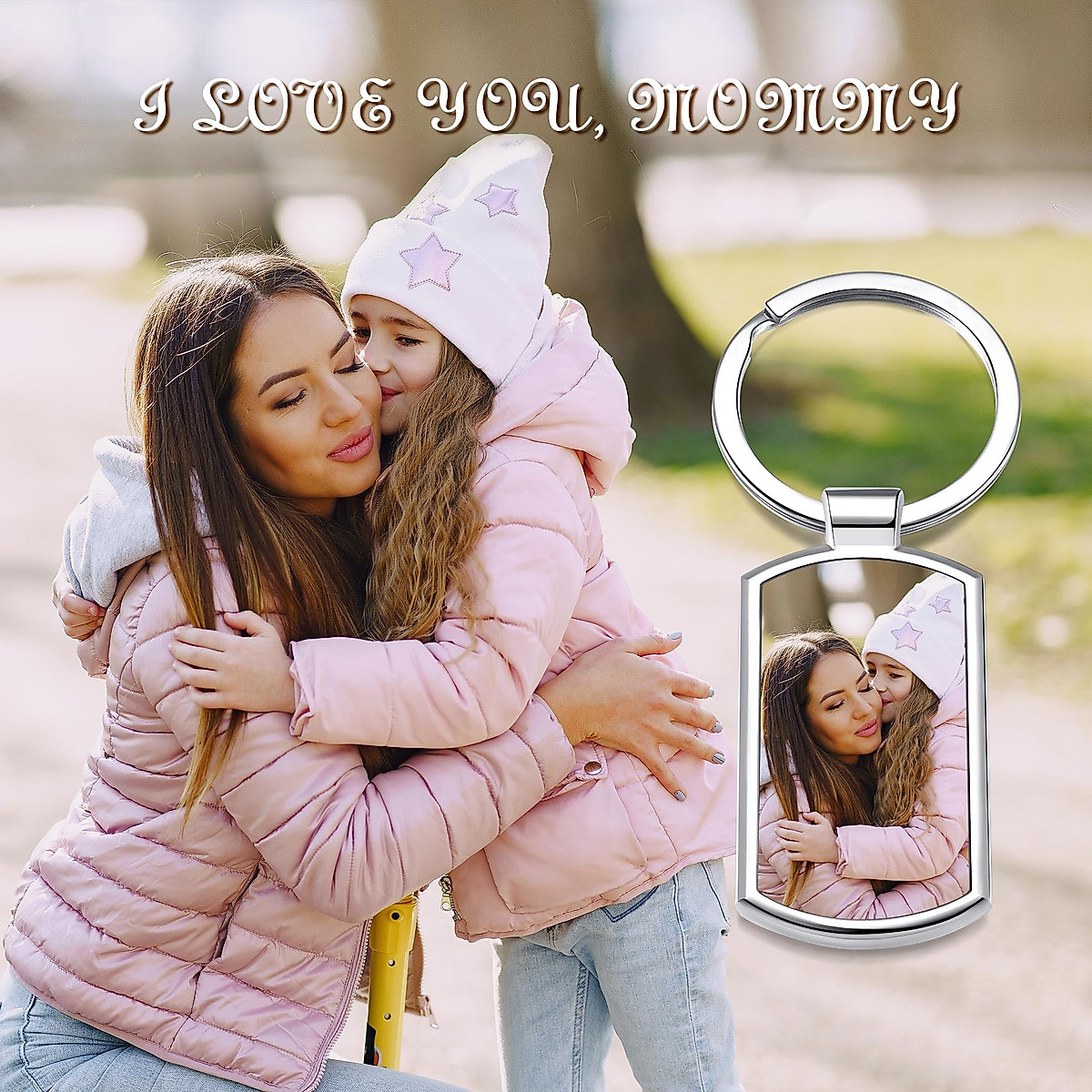 AllerPierce Personalized Custom Keychain Print Photo Picture Key Chain Holder Engraved Picture Text Keychain Father's Day Gifts