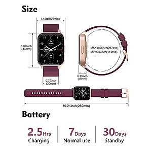 Cloudpoem Smart Watches for Women Men IP68 Waterproof, Smartwatch Compatible with iPhone Android Phones, Reloj para Mujer Hombre Fitness Tracker with Heart Rate Monitor Call/Message Notice Purple