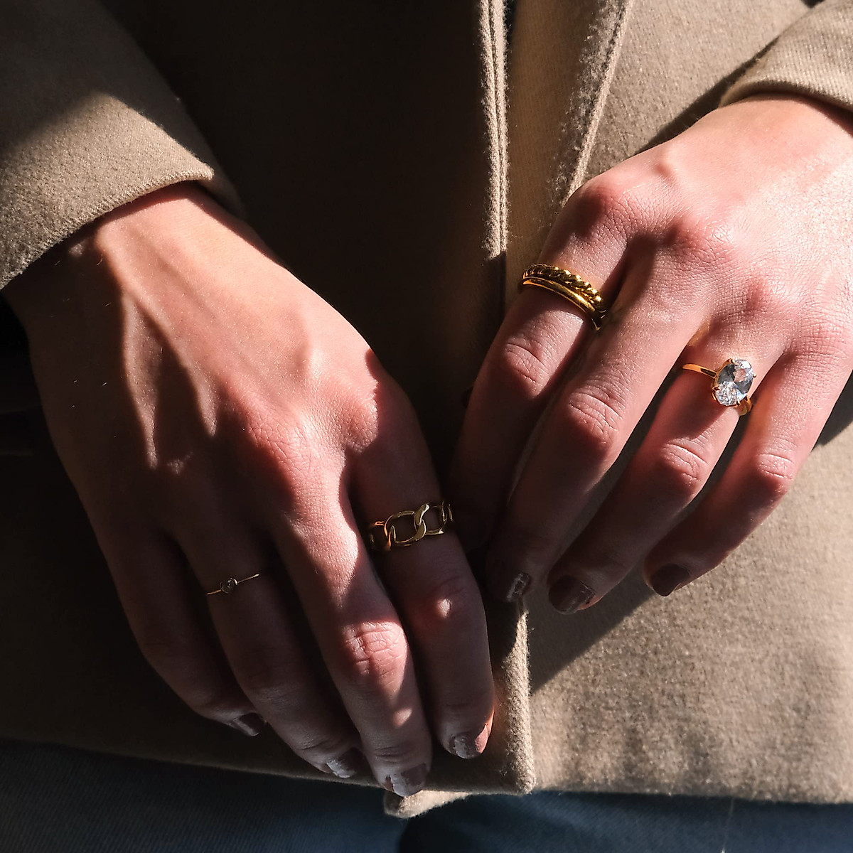 LEMON GRASS 3.5ct Oval Solitaire Engagement Ring Thin Band in Sterling Silver 925 14K Yellow Gold Plating Size 4