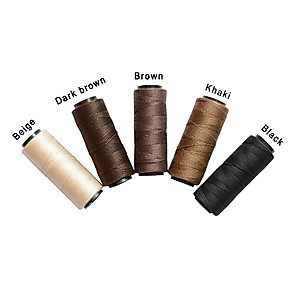 5 Rolls Sewing Threads Using for Hand Sewing Hair Extensions Making Wigs DIY (Black, Brown, Dark Brown, Beige, Khaki)