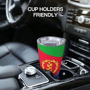 WXZYFP Car cup (single silver rim), can use a straw or drink directly, easy to use.Eritrean flag