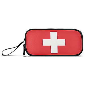 Fisyme Switzerland Flag Pencil Case Large Capacity Pen Box Makeup Pouch Holder Organizer Stationery Bag for School Office College Traval