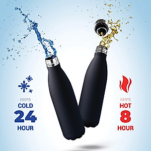 FineDine Triple-Insulated Stainless-Steel Water Bottle (set of 2) 17 Oz, Sleek Bottles, Keeps Hot & Cold, 100% Leakproof, Sweatproof Water Bottles, Great for Travel, Picnic, & Camping