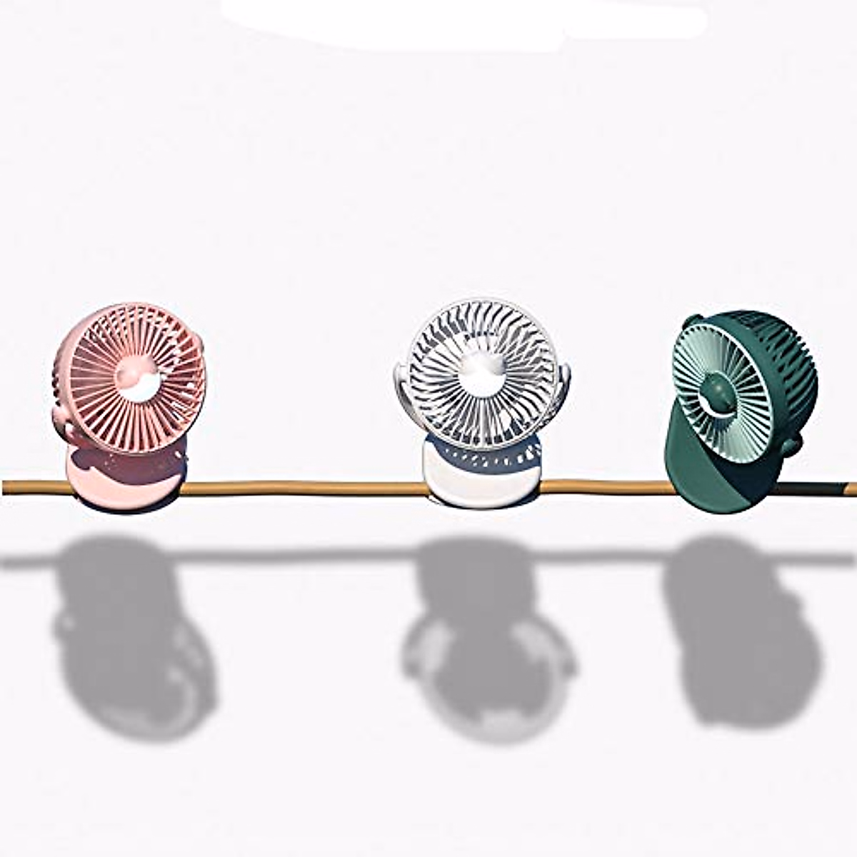 Fjyikj Rechargeable Battery Powered Clip-Fan with Night-light Battery Operated Mini Clip on Fan,Portable Cooling Fan with 3 Speed,USB Desk Fan,Stroller Fan,Fan for Home Office Camping (Green)